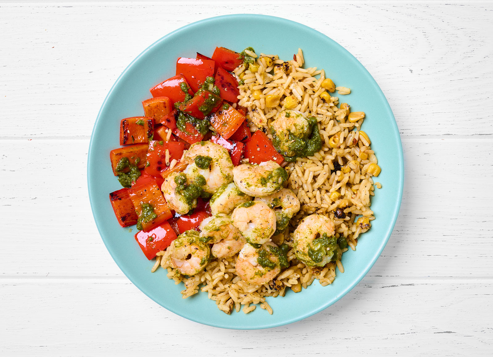 Chimichurri Shrimp + Mexican Street Corn Rice Bowl | Hungryroot