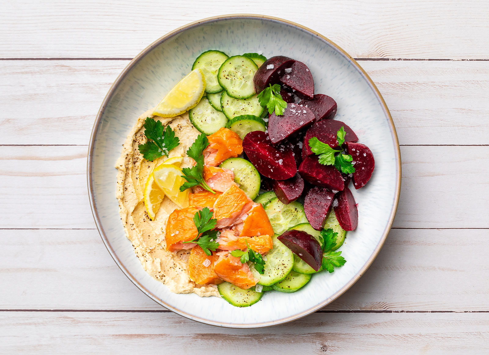 Mediterranean Salmon Hummus Bowl | Hungryroot