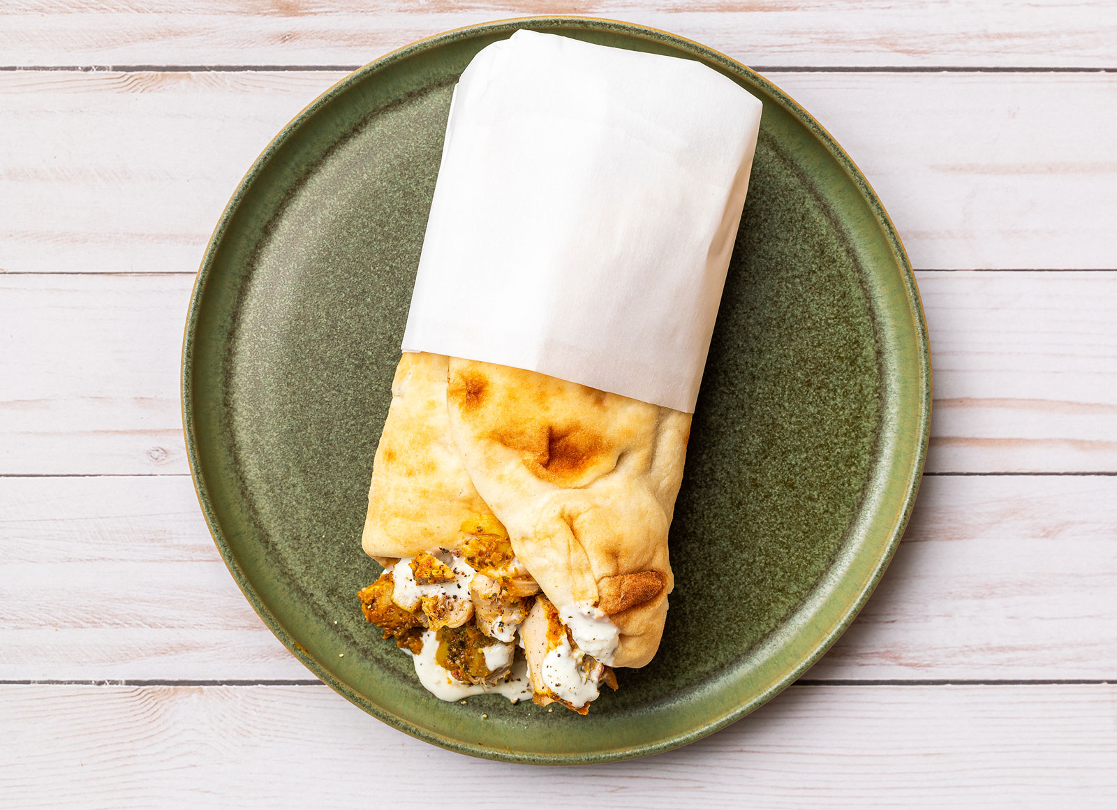 Creamy Garlic Chicken Naan Wrap | Hungryroot