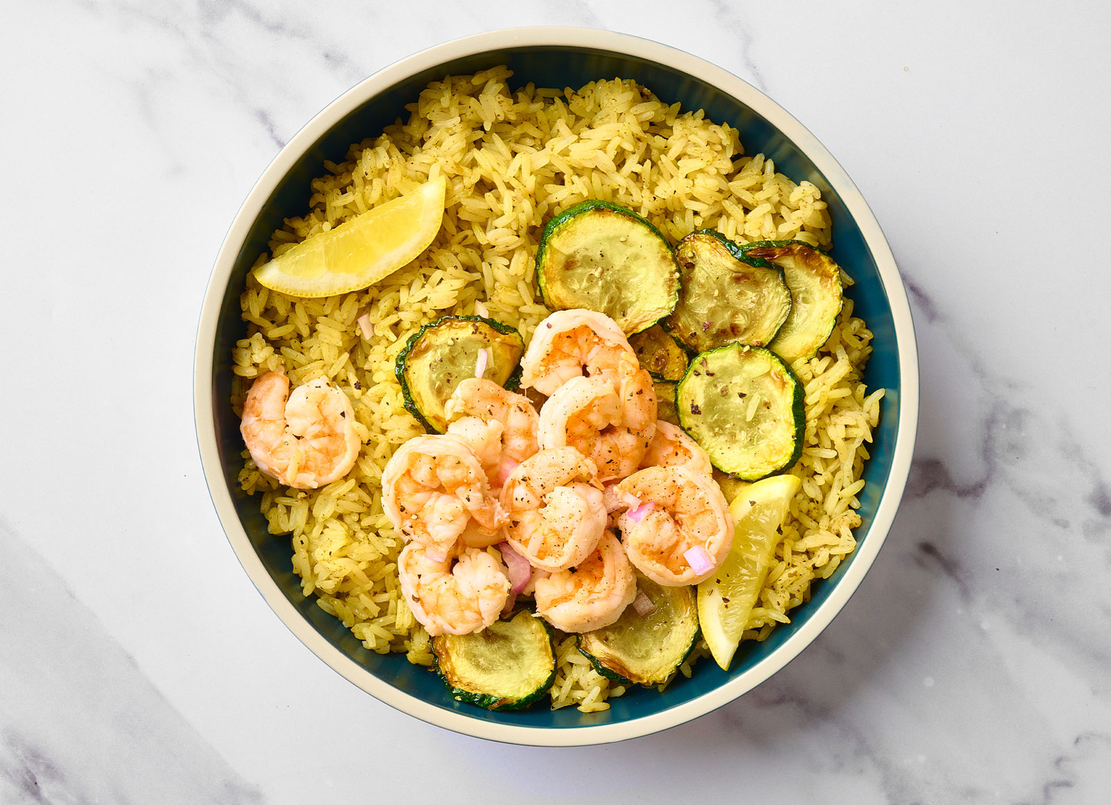 Lemony Shrimp + Zucchini Rice Bowl | Hungryroot