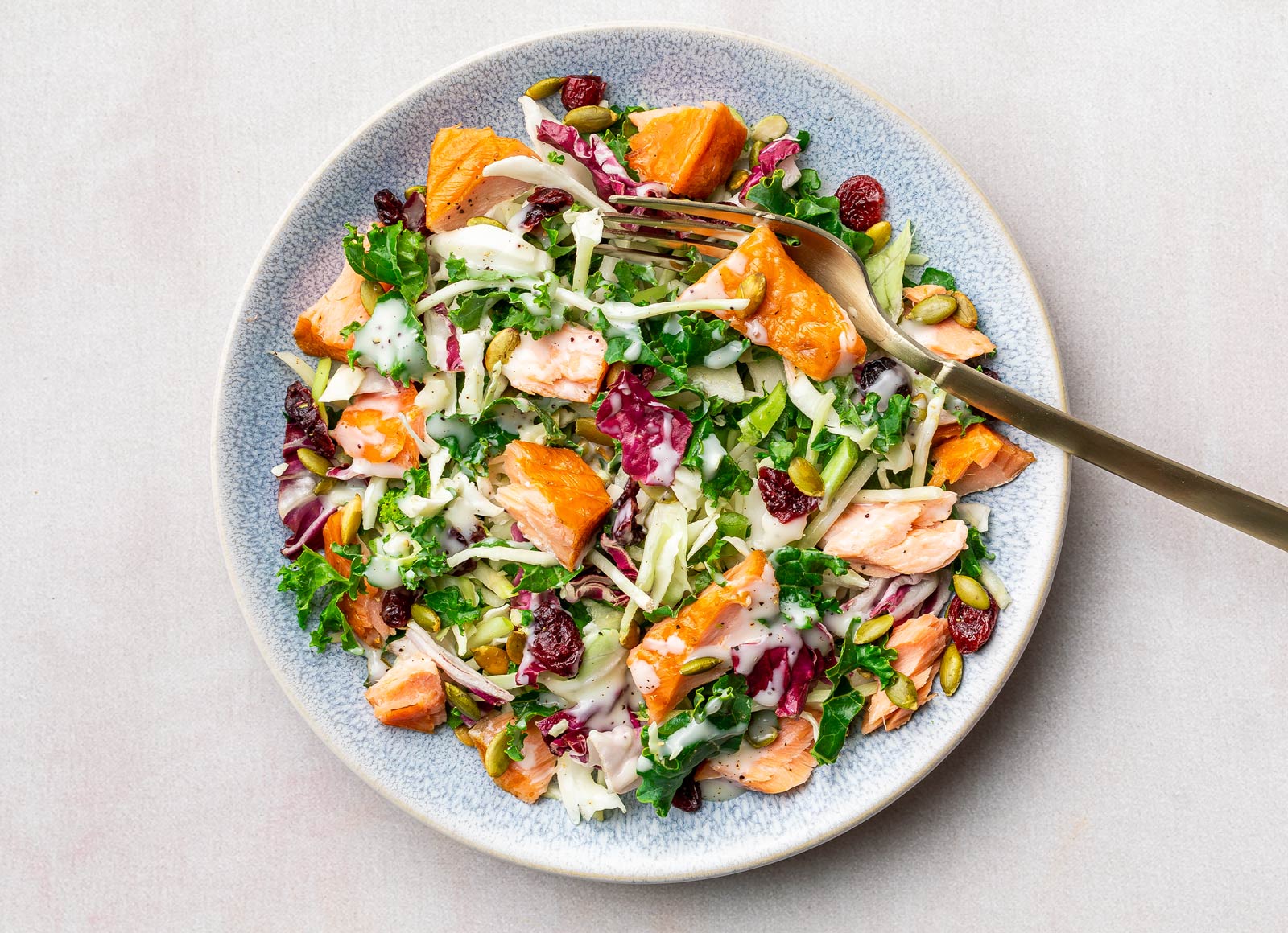 Roasted Salmon Sweet Kale Salad | Hungryroot