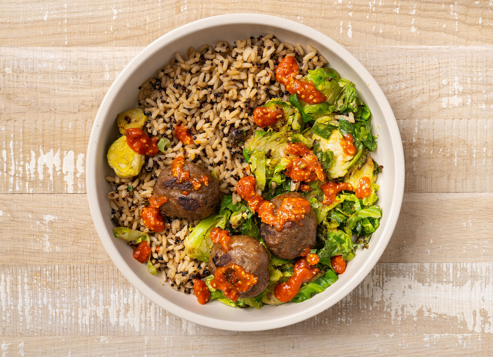 Tomatoey Meatball Rice Bowl | Hungryroot