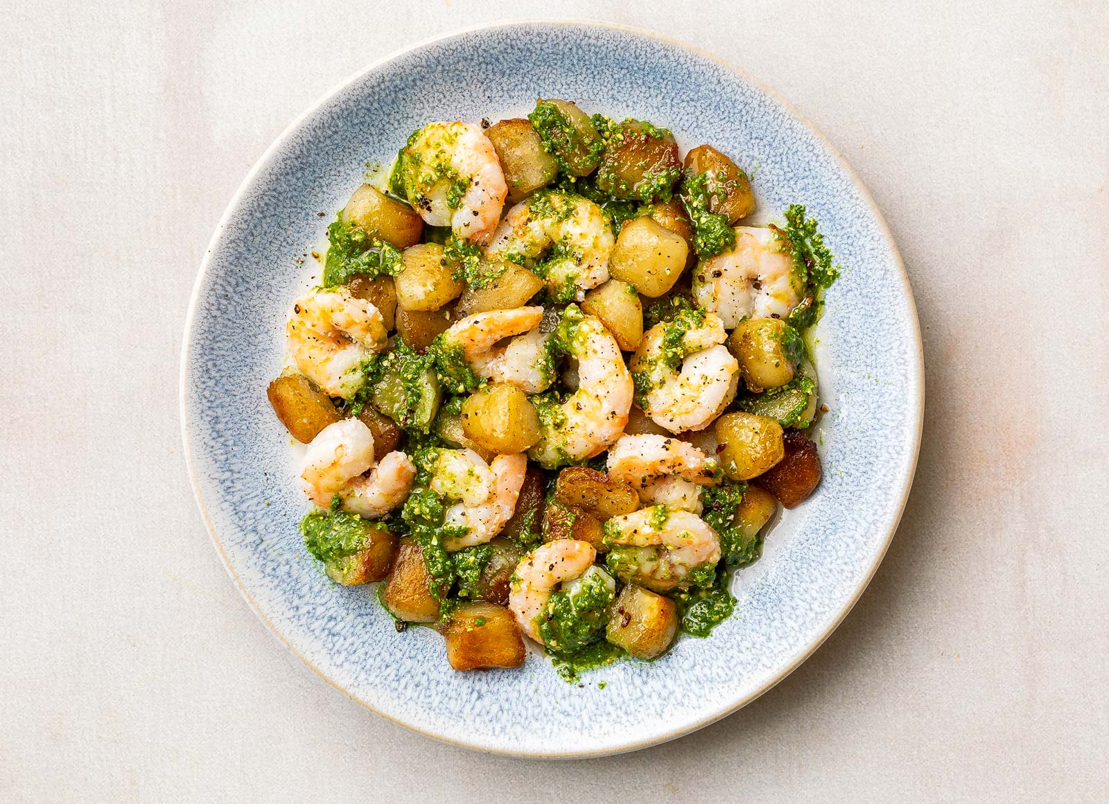 Kale Pesto + Wild Shrimp Gnocchi | Hungryroot