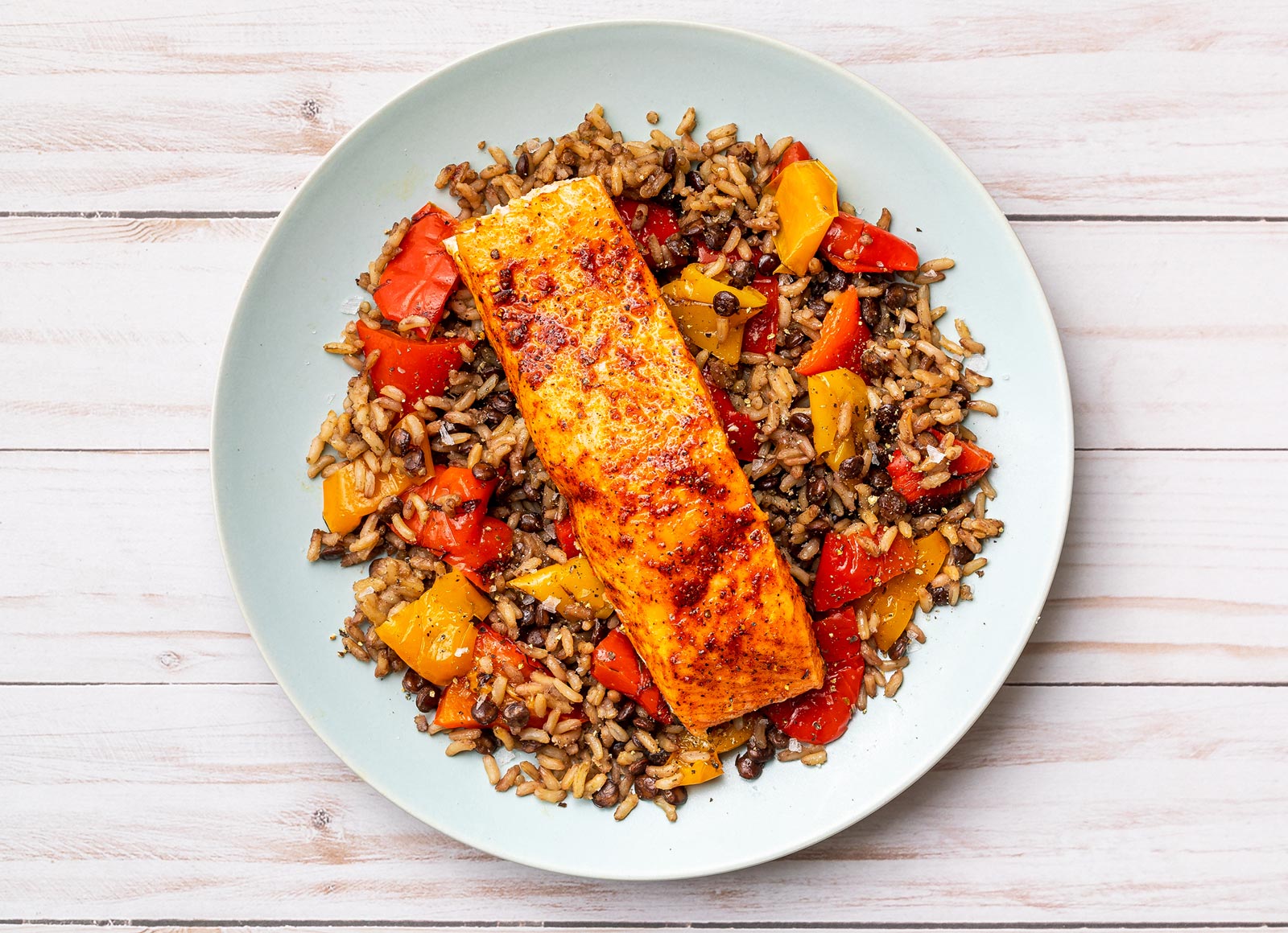 Blackened Salmon + Pepper Rice | Hungryroot