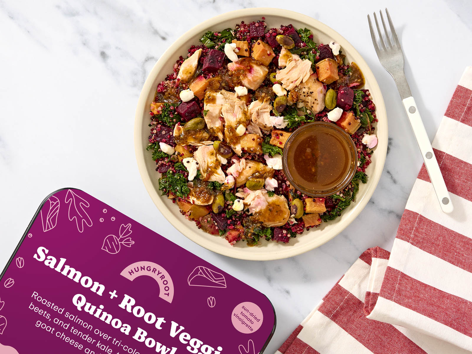 Salmon + Root Veggie Quinoa Bowl | Hungryroot