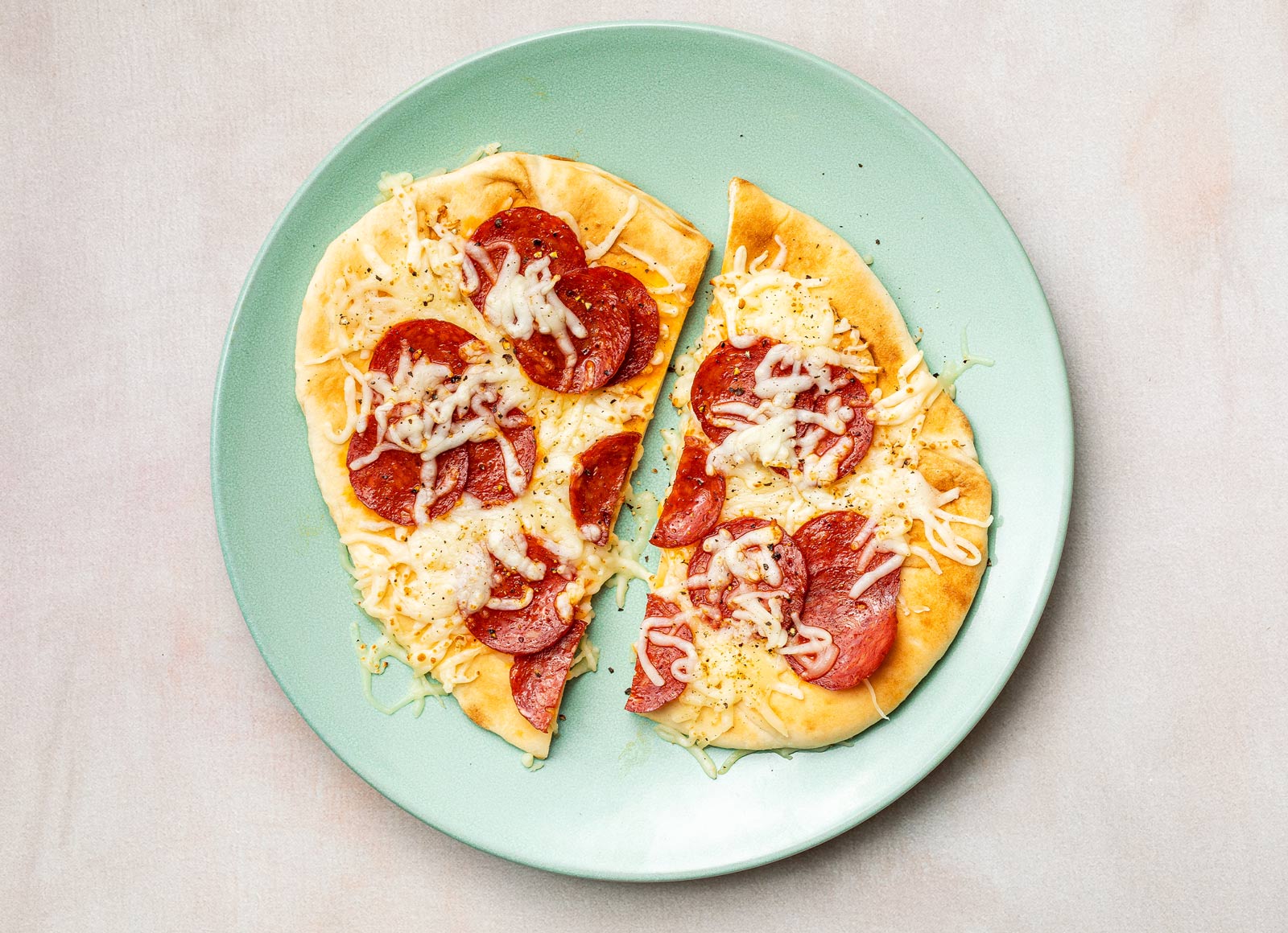 Pepperoni White Pizza on Naan | Hungryroot