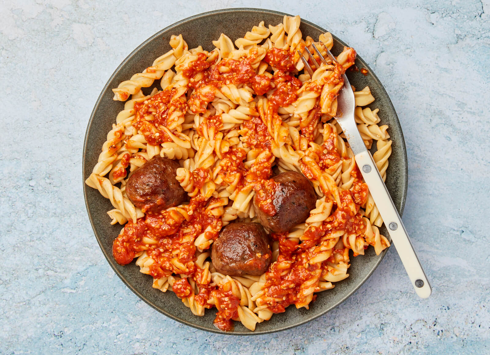 Red-Sauce Rotini with Grass-Fed Beef Meatballs | Hungryroot