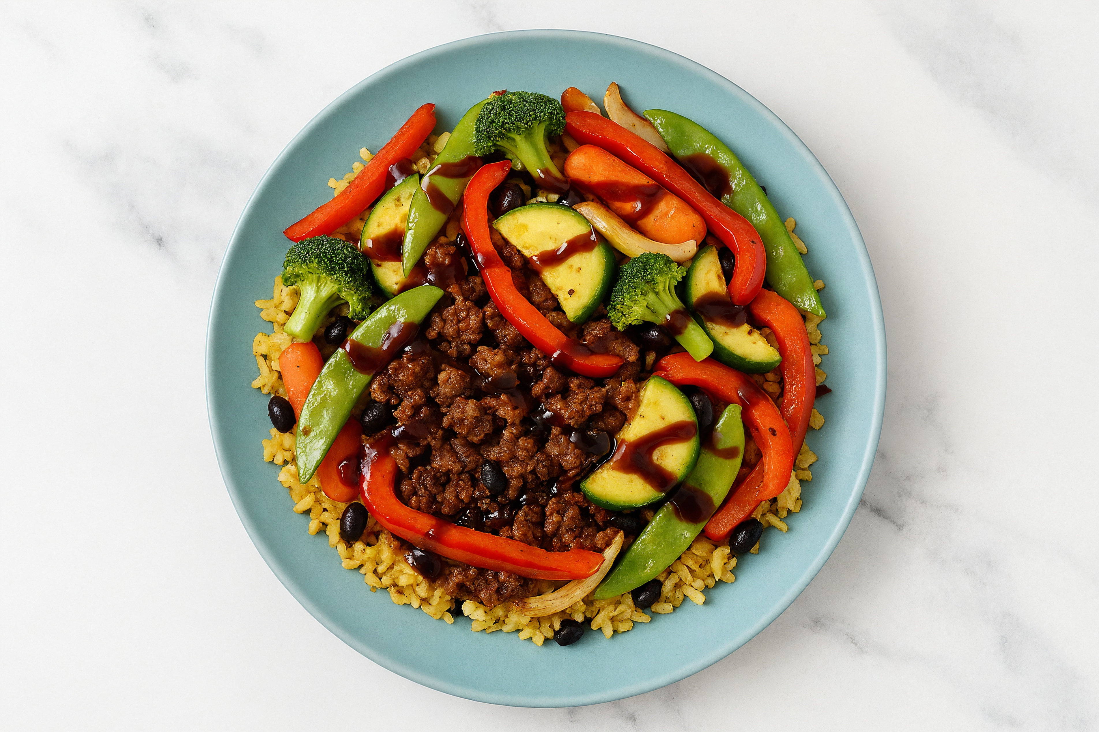 Japanese BBQ Lamb + Seasoned Rice Bowl with Sauteed Veggies | Hungryroot