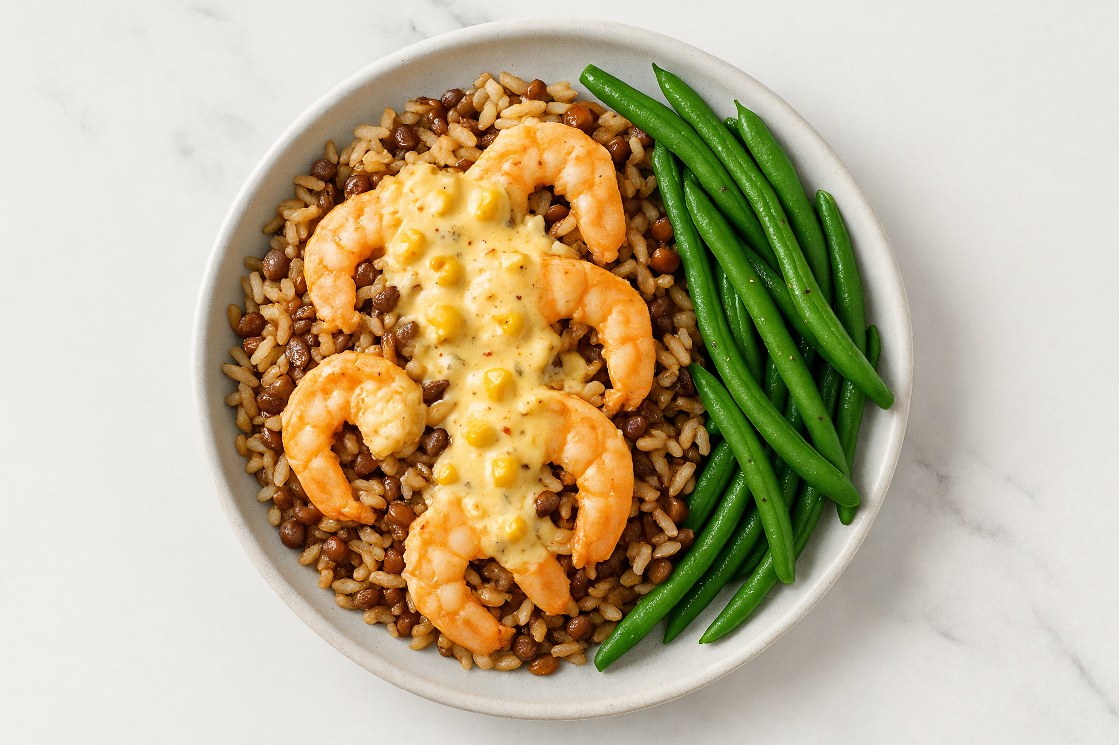 Street Corn Gulf Jumbo Shrimp with Green Bean & Lentil-Quinoa Bowl ...