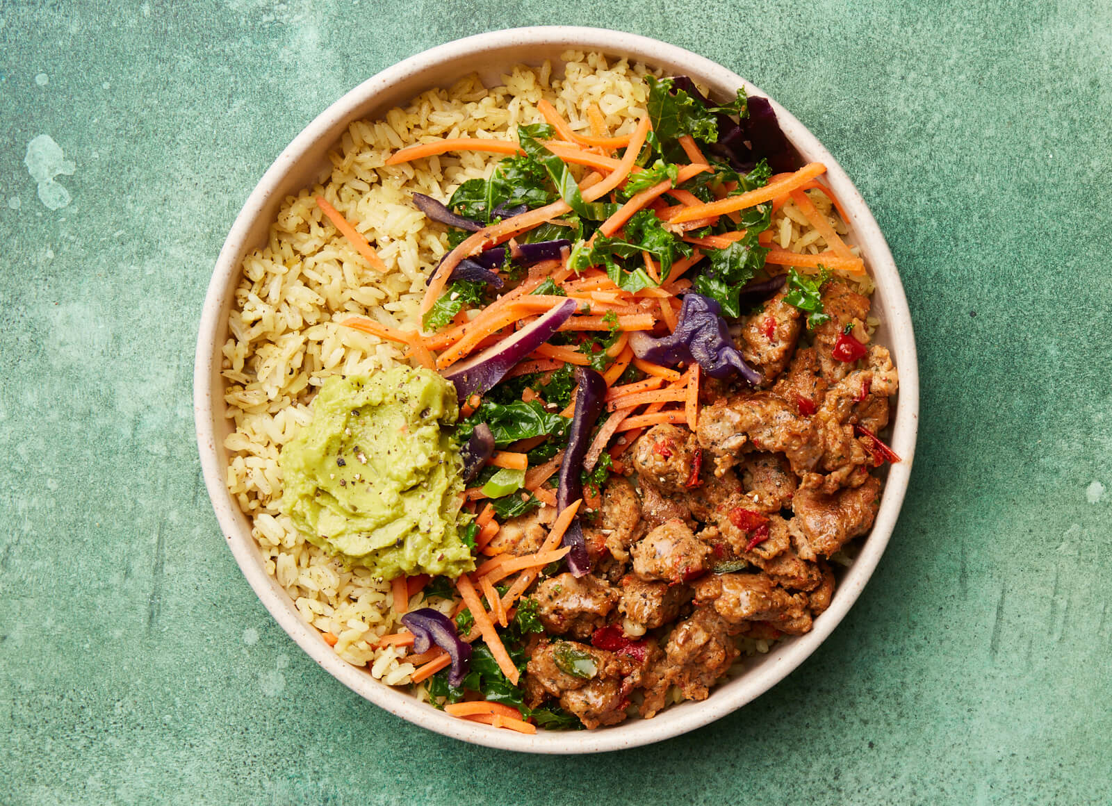 Chicken 'n Guac Rainbow Jasmine Rice Bowl | Hungryroot