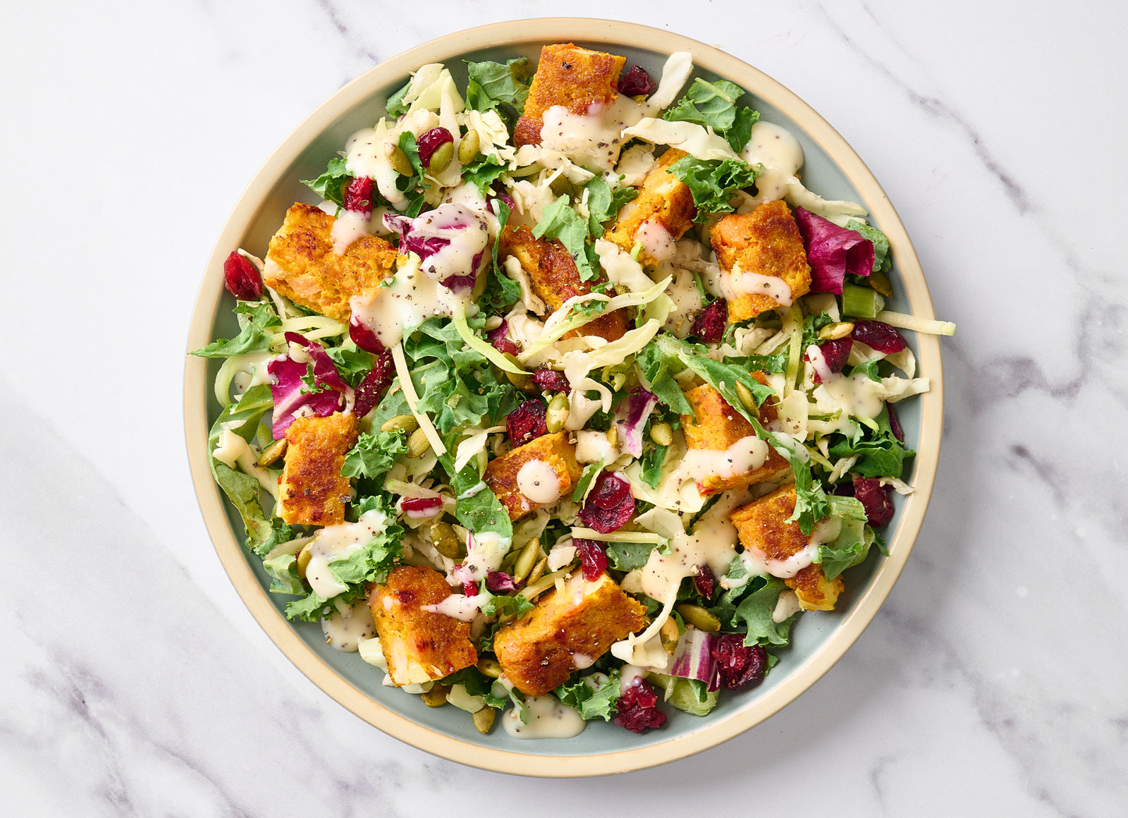 Sweet Potato Veggie Burger Kale Salad | Hungryroot